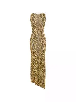 MARINE SERRE Python-print Asymmetrical Dress