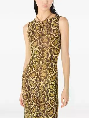 MARINE SERRE Python-print Asymmetrical Dress