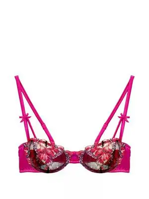 Fleur Du Mal Butterfly Embroidery Balconette Bra - Pink