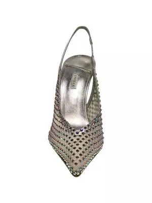 LE SILLA Rhinestone Embellished Slingback Heels - Silver