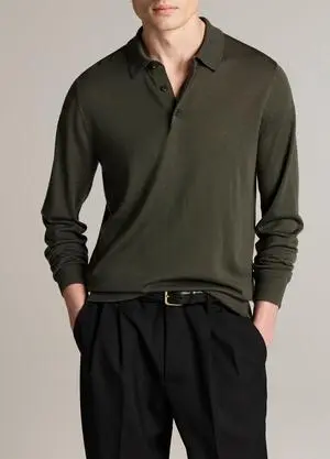 Vince Wool Polo Sweater - Night Leaf