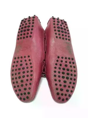 TOD'S Bow-detail Pebbled Loafers - Pink