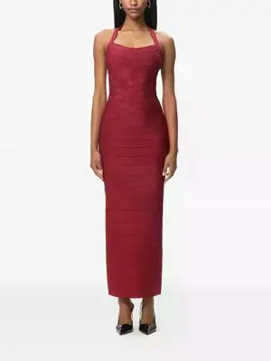 Herve Leger Criss-cross Halterneck Dress - Red