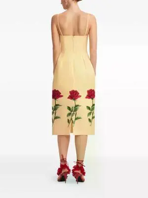 LEO LIN Floral-embellishment Midi Dress - Neutrals