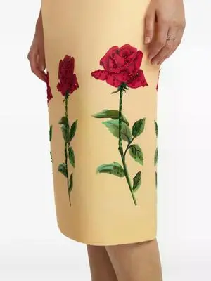 LEO LIN Floral-embellishment Midi Dress - Neutrals