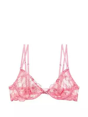 Fleur Du Mal Floral Embroidered Ruffled Bra - Pink