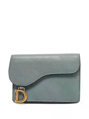 Dior 2020 Saddle Leather Card Holder - Blue