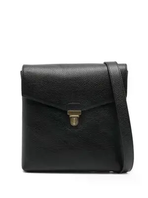 Emporio Armani Grained Leather Messenger Bag - Black
