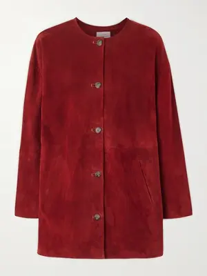 Loulou De Saison Waren Paneled Suede Jacket - Red