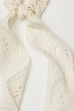 Free People High Sky Pony Scarf - Ivory Eyelet