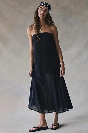 Free People Sabeen Tube Midi Dress - Black