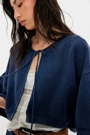 Free People Cape Me Cozy Cardi - Navy Academy