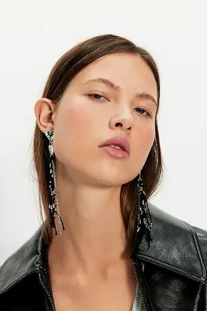 Free People Candy Hearts Dangle Earrings - Silver/black