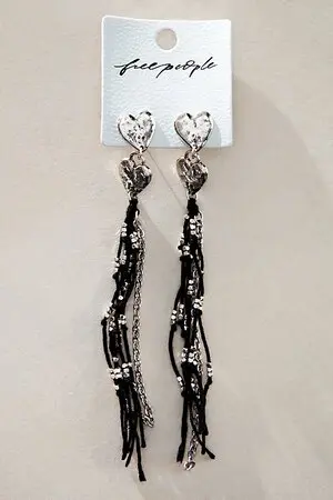 Free People Candy Hearts Dangle Earrings - Silver/black