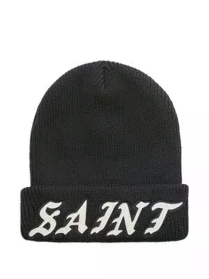 SAINT MXXXXXX Logo-appliqué Beanie - Black