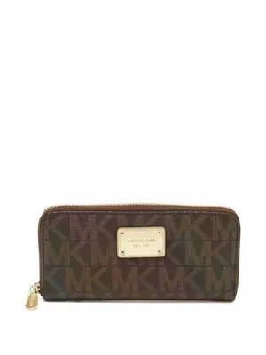 Michael Kors Monogram-pattern Zip-around Wallet - Brown