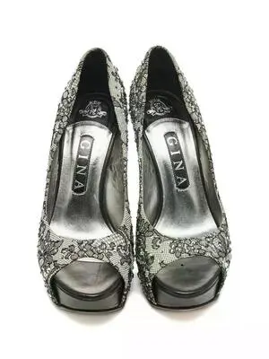 GINA Crystal-embellished Lace Pumps