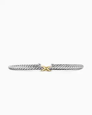 David Yurman Micro Cable Flex X Bracelet - Sterling Silver/14k Yellow Gold
