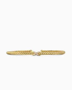 David Yurman David Yurman 18K Yellow Gold Cablespira Flex X Bracelet Diamond