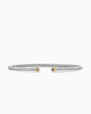 David Yurman Sterling Silver And 14k Yellow Gold Micro Cable Flex Bracelet - Sterling Silver/14k Yellow Gold