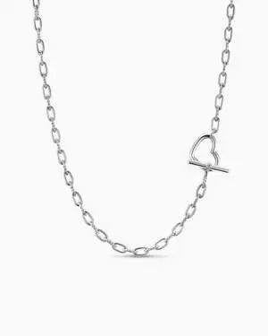 David Yurman Dy Madison Heart Toggle Chain Necklace - All Sterling Silver