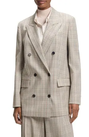 BOSS Jukana Windowpane Plaid Stretch Wool Blazer
