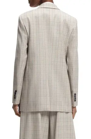 BOSS Jukana Windowpane Plaid Stretch Wool Blazer