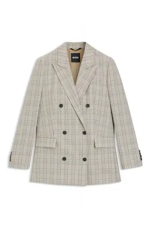 BOSS Jukana Windowpane Plaid Stretch Wool Blazer
