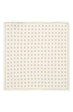 Eleventy Medallion Wool & Cotton Muslin Pocket Square - Ivory/corndr
