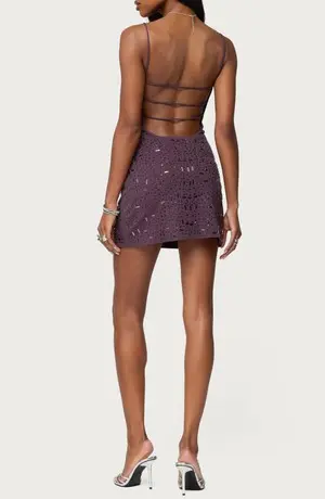 EDIKTED Embellished Strappy Back Minidress