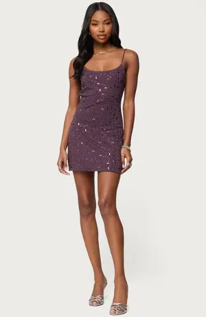 EDIKTED Embellished Strappy Back Minidress