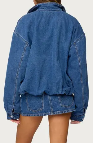 EDIKTED Oversized Denim Jacket With Bubble Hem