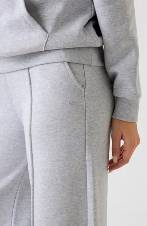 Guess Nat Straight Leg Organic Cotton Blend Fleece Sweatpants - Silver