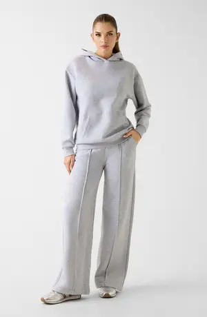 Guess Nat Straight Leg Organic Cotton Blend Fleece Sweatpants - Silver