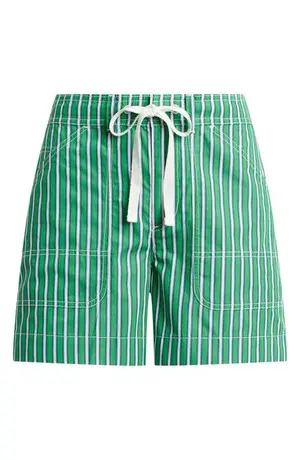 Ralph Lauren Striped Cotton Broadcloth Drawstring Shorts