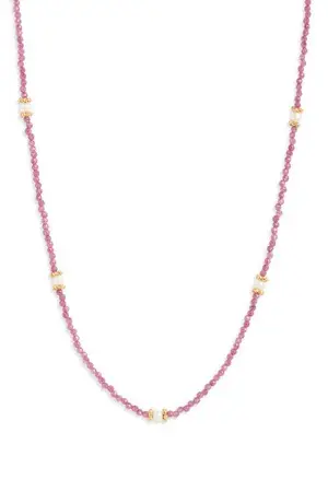 KIARA BY KI-ELE Taylor Pearl & Ruby Beaded Necklace - Gold