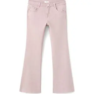 Mango Mid-rise Crop Flare Jeans - Pale Pink