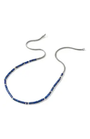 John Hardy Classic Chain Heishi Necklace - Silver/blue