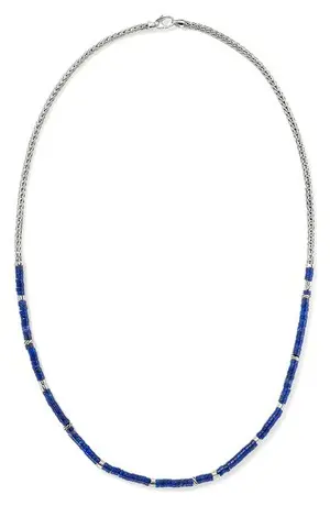 John Hardy Classic Chain Heishi Necklace - Silver/blue