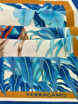 FERRAGAMO India-print Silk Scarf - Blue