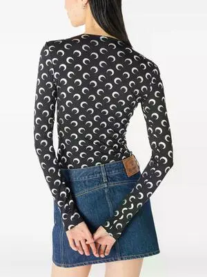 MARINE SERRE Signature Moon Print Long Sleeve Top