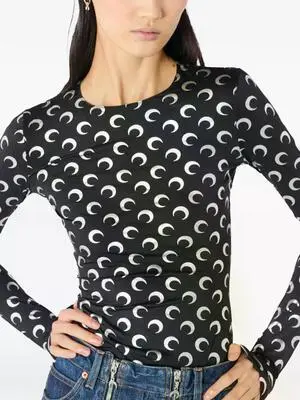 MARINE SERRE Signature Moon Print Long Sleeve Top
