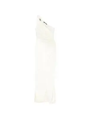 Versace One-shoulder Draped Maxi Gown Dress - Neutrals