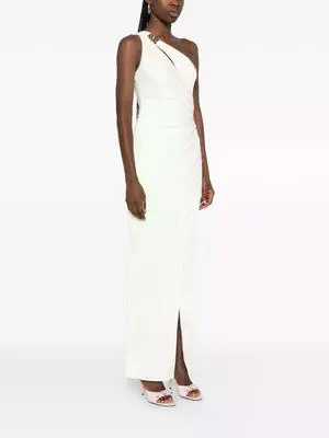 Versace One-shoulder Draped Maxi Gown Dress - Neutrals