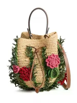 ANYA HINDMARCH Raffia Floral Bucket Bag
