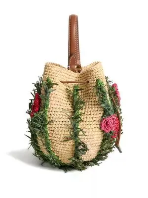 ANYA HINDMARCH Raffia Floral Bucket Bag