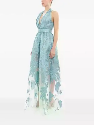 SAIID KOBEISY V-neck Brocade Jumpsuit