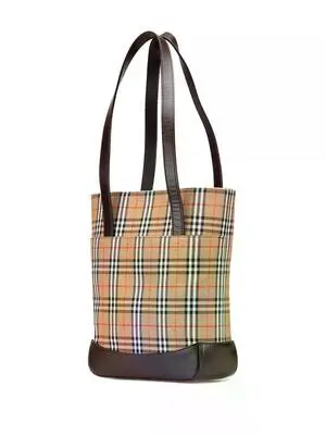 Burberry Haymarket Check Canvas Tote Bag - Brown