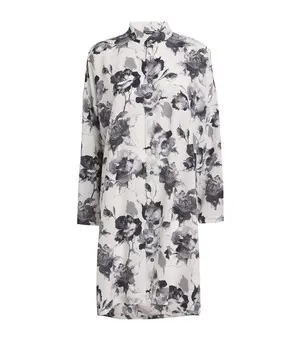 Eskandar Silk Floral Longline Shirt