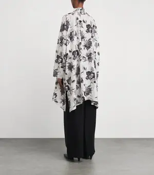 Eskandar Silk Floral Longline Shirt